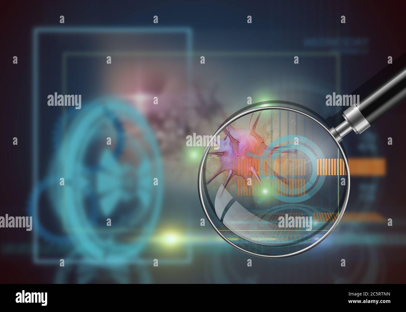 hi tech infographics of cancer cell made in 3d software Stock Photo - Alamy