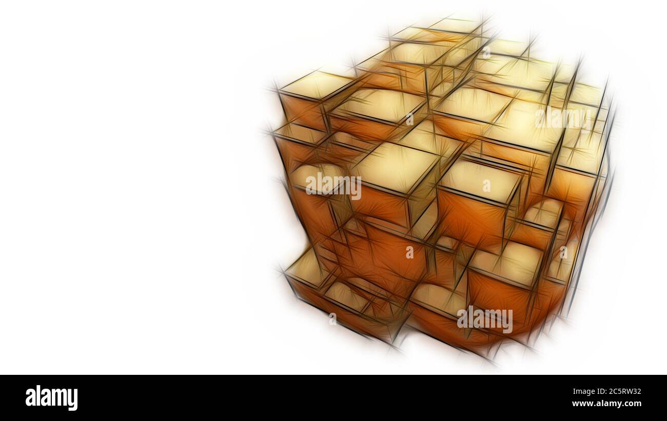 Abstract background of 3d gold blocks isolated on white Stock Photo - Alamy