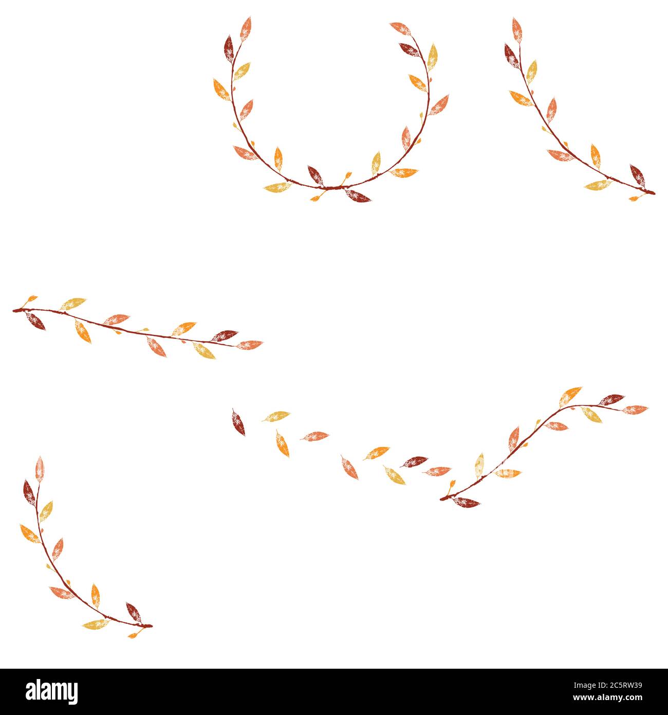 Set of curved twigs with autumn leaves, buds and flowers Stock Vector ...