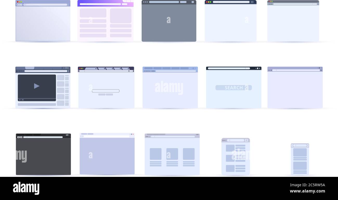 Browser icons set. Cartoon set of browser vector icons for web design ...