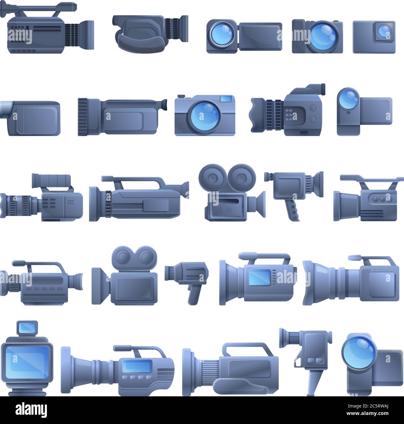 Camcorder icons set. Cartoon set of camcorder vector icons for web design Stock Vector Image ...