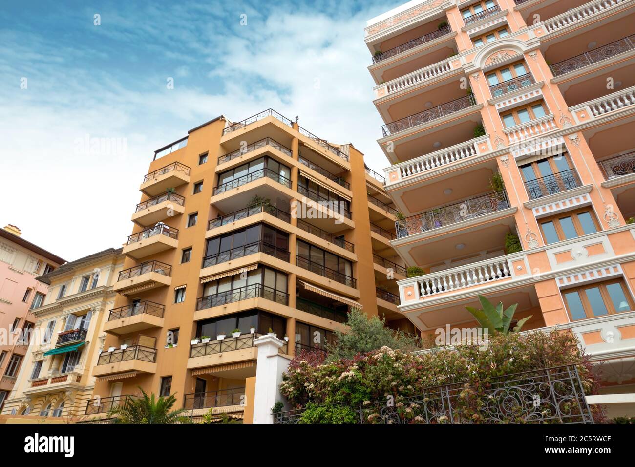 MONTE CARLO, MONACO - APRIL 28: Architecture of residential buildings ...