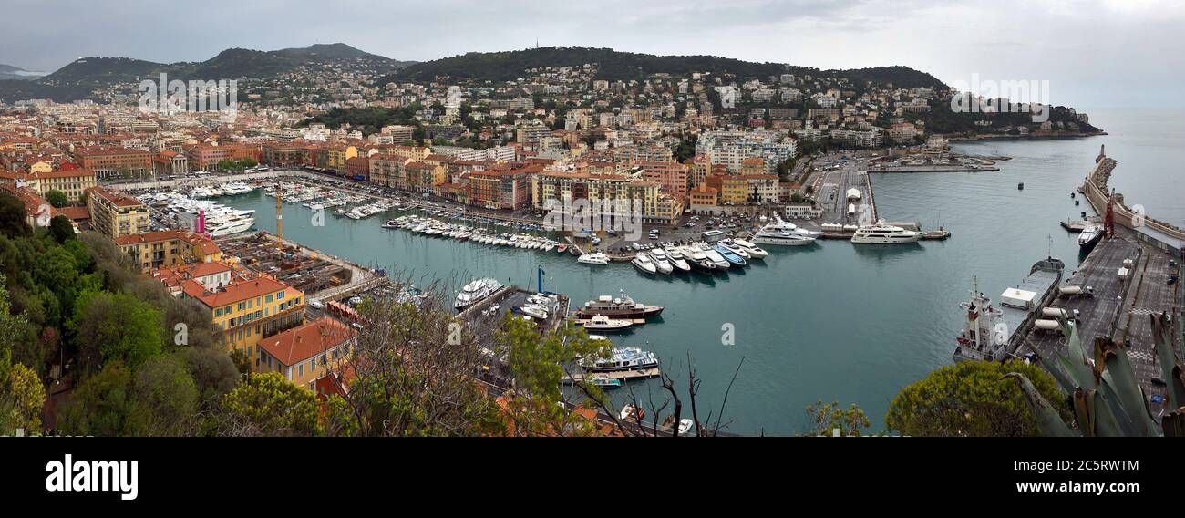 NICE, FRANCE - APRIL 29: Panoramic view of Port de Nice on April 29 ...