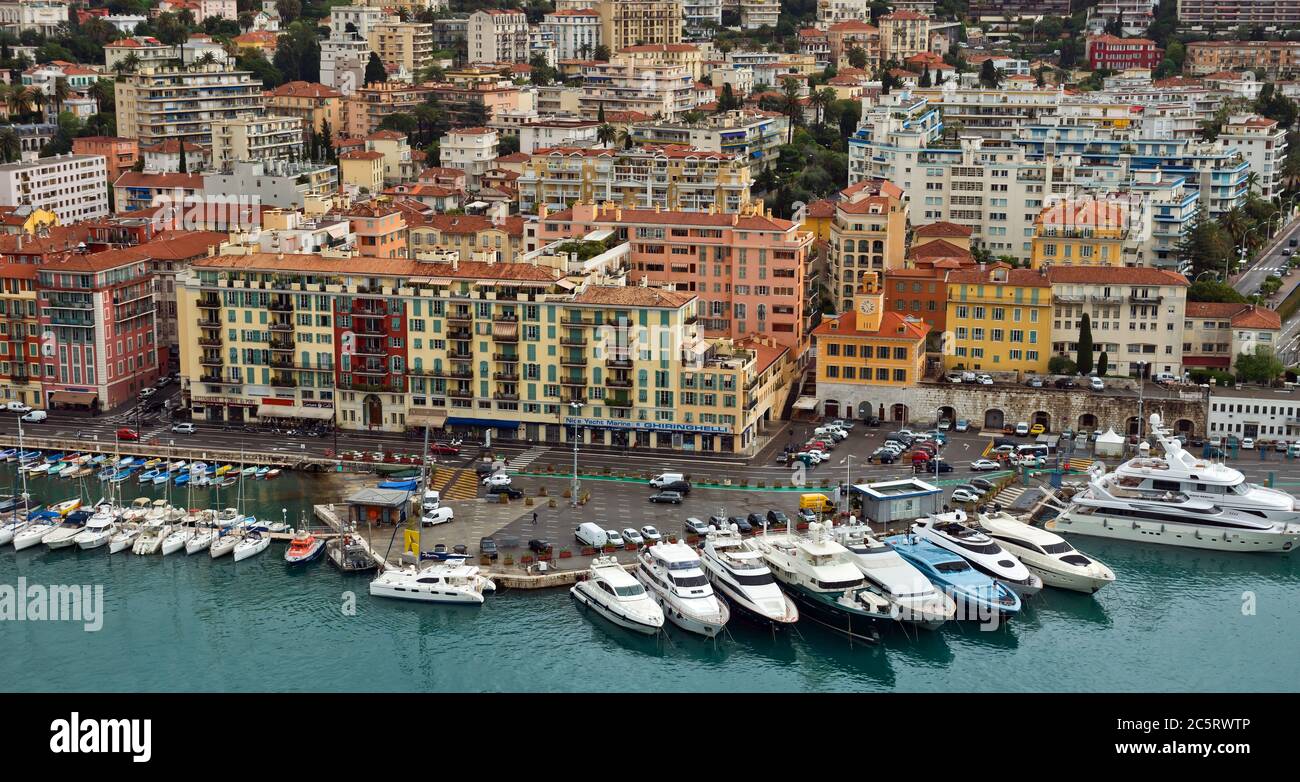 NICE, FRANCE - APRIL 29: Panoramic view of Port de Nice on April 29 ...