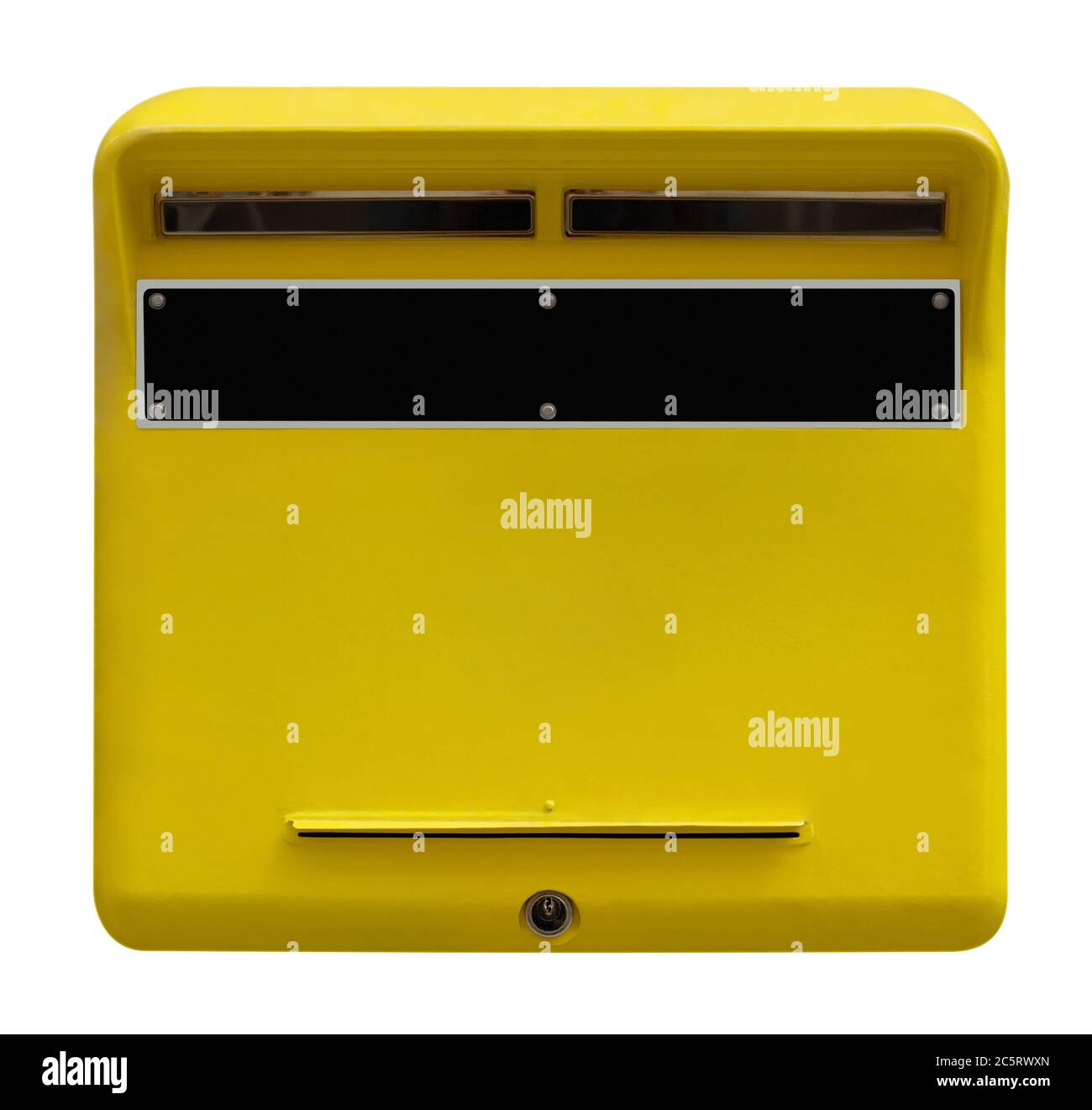 Yellow Post Box isolated on white. Clipping path included Stock Photo ...