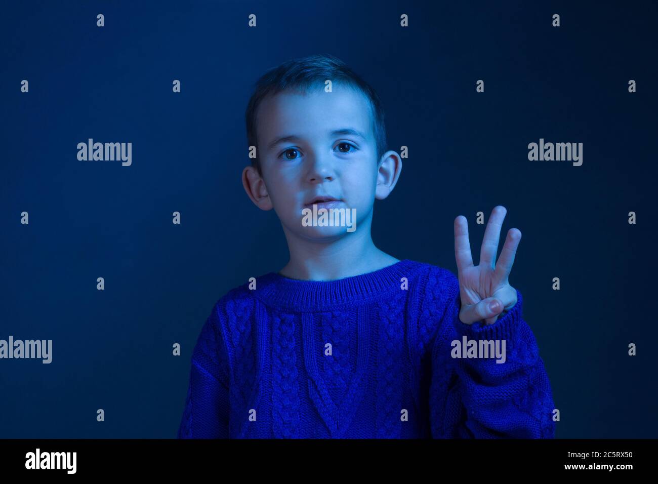 Finger counting three hand gesture hi-res stock photography and images ...