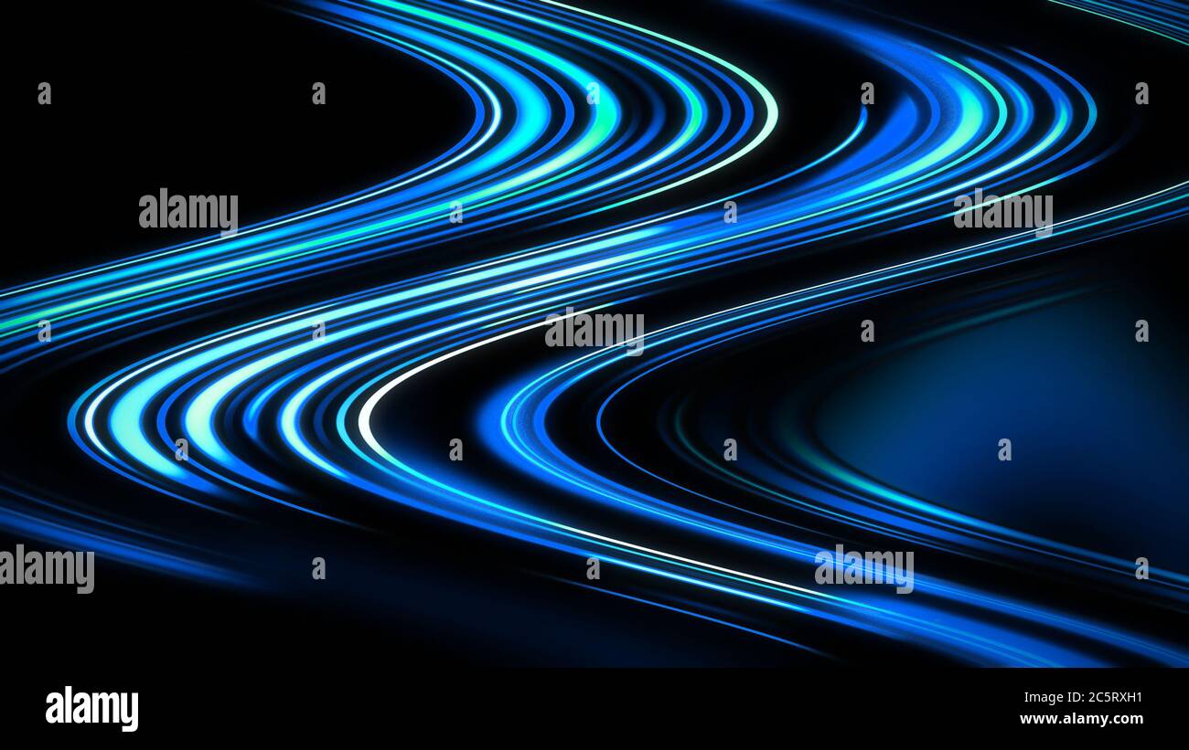 Future tech. Magic bright blur moving fast blue wave line. Light effect ...