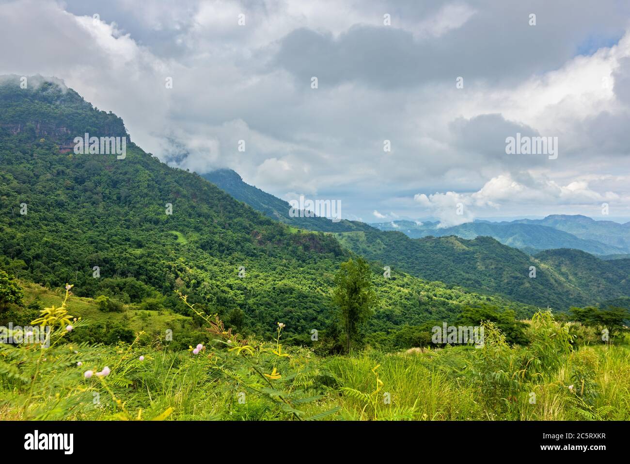 Top view landscape mountain and blue sky and beautiful clouds Stock ...
