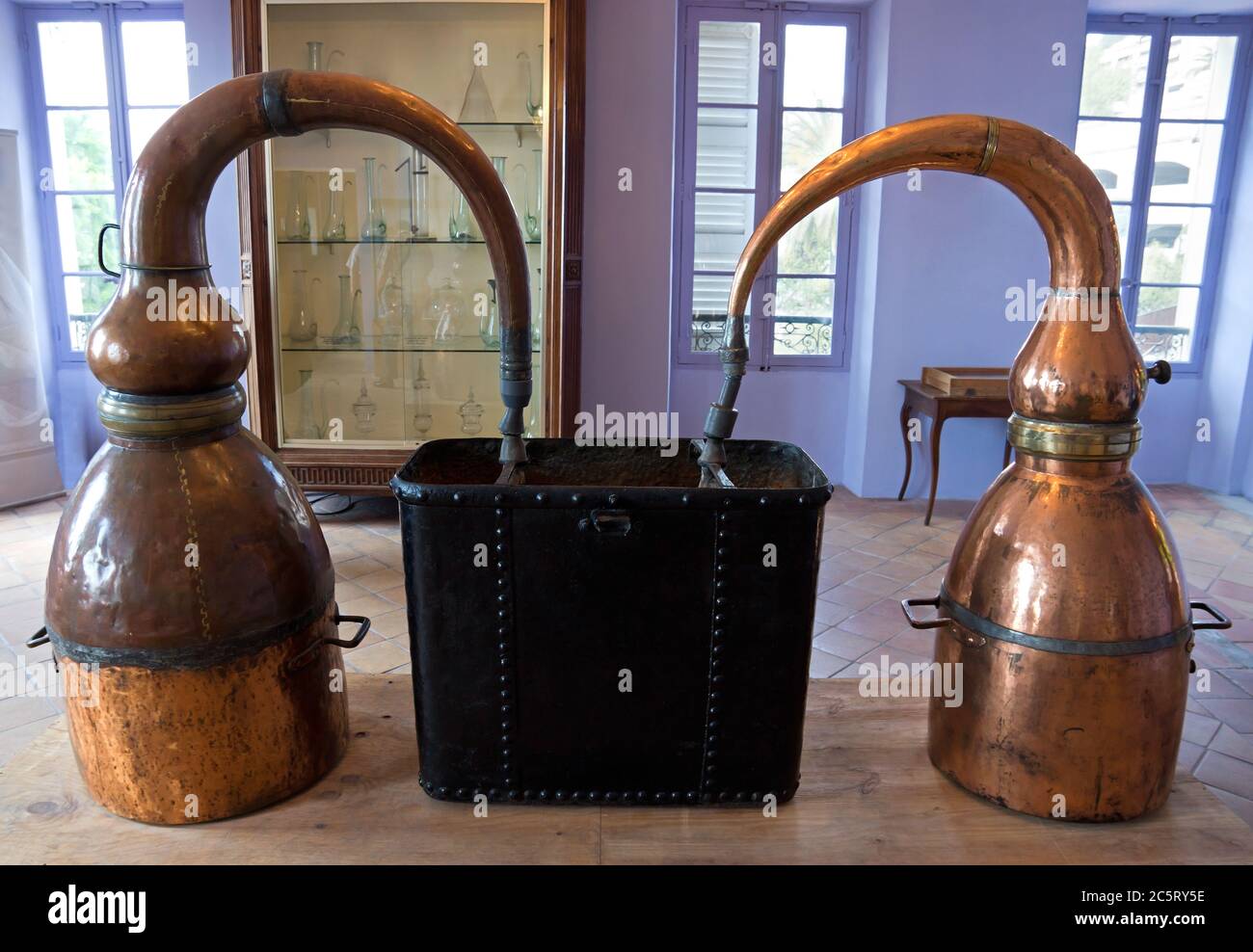 Ancient distiller for the production of perfume in Fragonard factory in ...