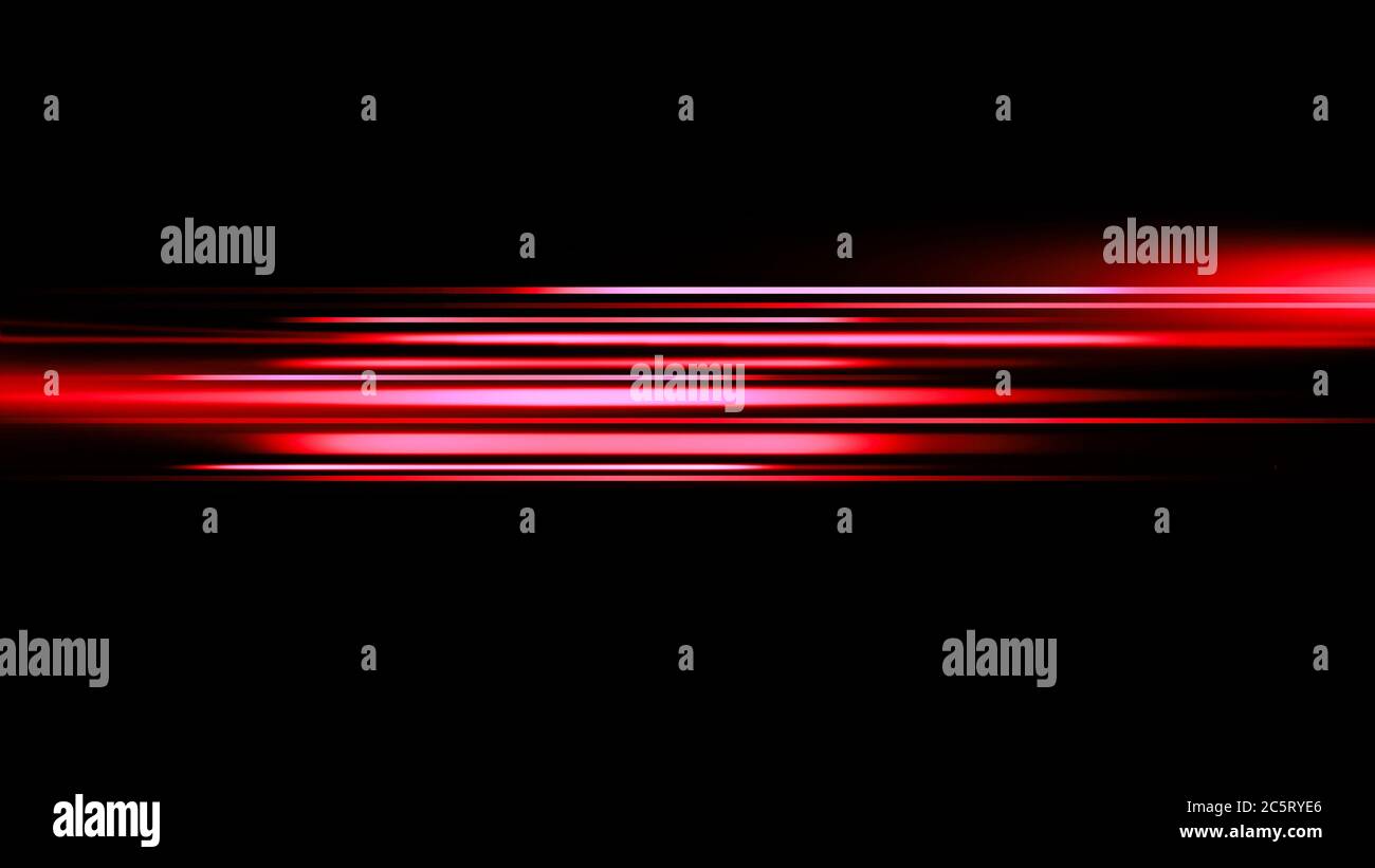Future tech. Glowing blurred light red stripes in motion over on ...