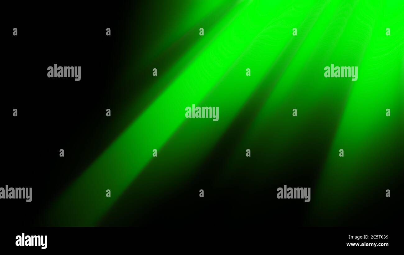 Divine green sun light shines through space . The rays beam light on ...