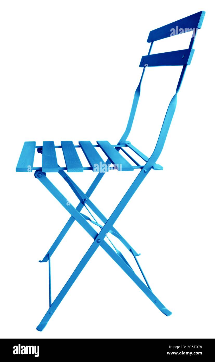 Blue Folding Chair isolated on white, with clipping path Stock Photo ...