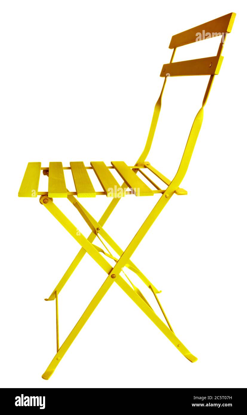 Yellow Folding Chair isolated on white, with clipping path Stock Photo ...