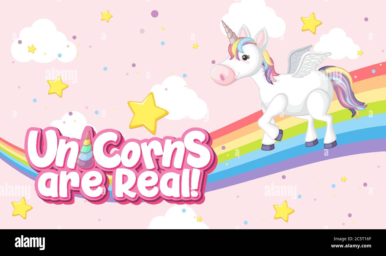 Cute unicorn banner on pastel background color illustration Stock ...