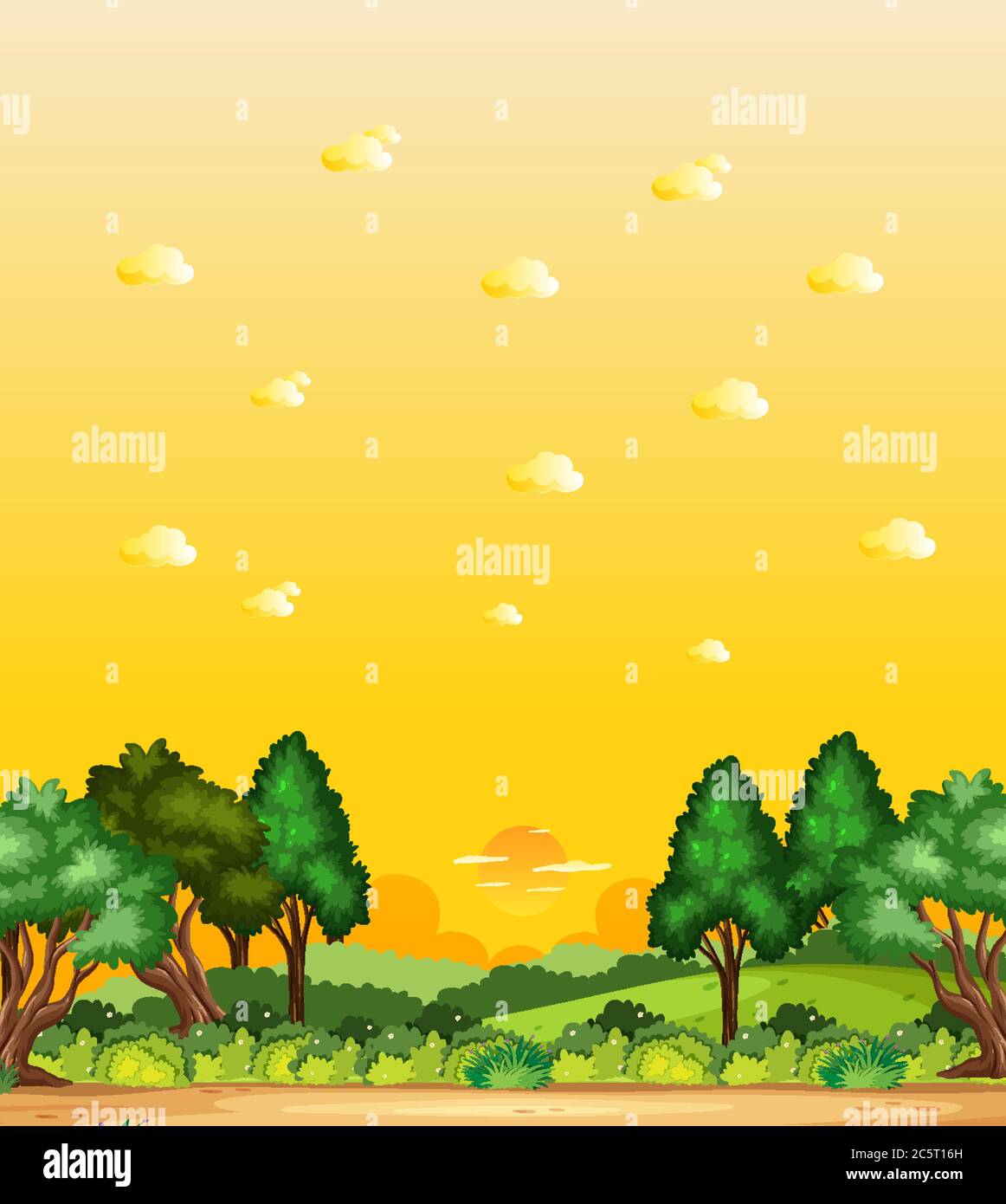 Vertical nature scene or landscape countryside with forest view and ...