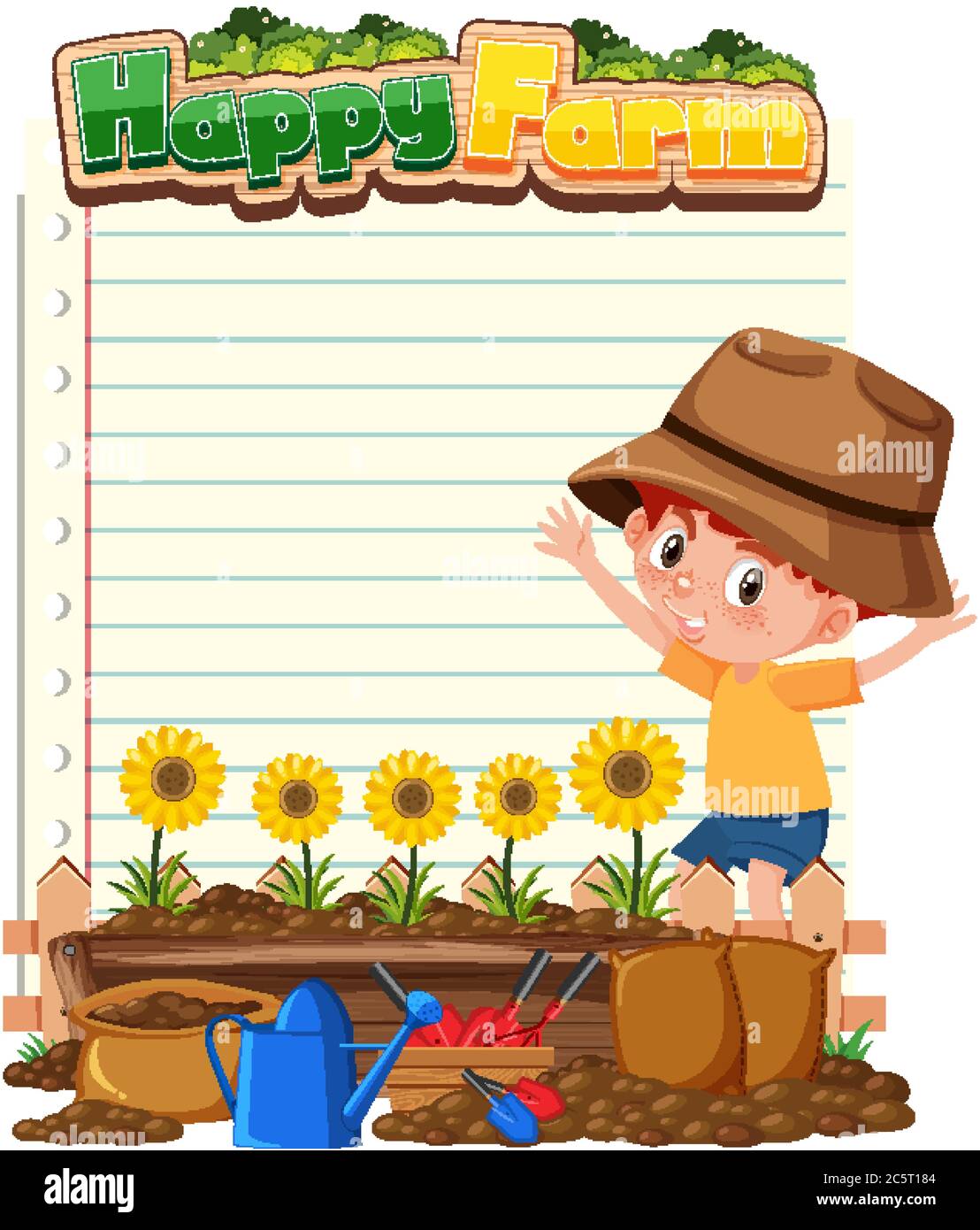 Border frame template with gardening theme background illustration ...