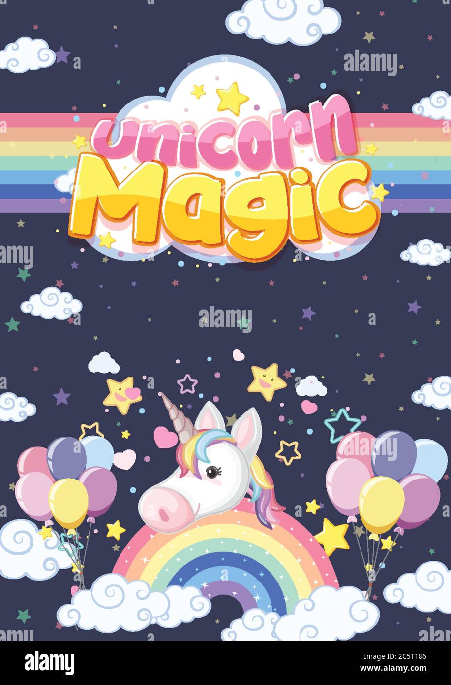 Cute unicorn banner on pastel background color illustration Stock ...