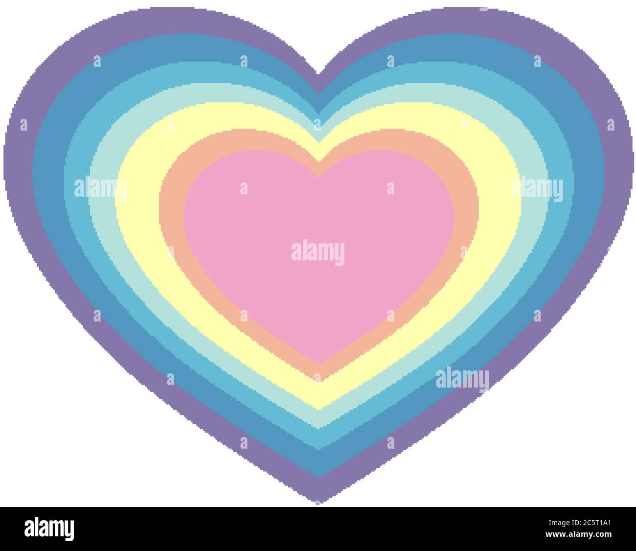 Rainbow in heart shape in pastel color template illustration Stock ...