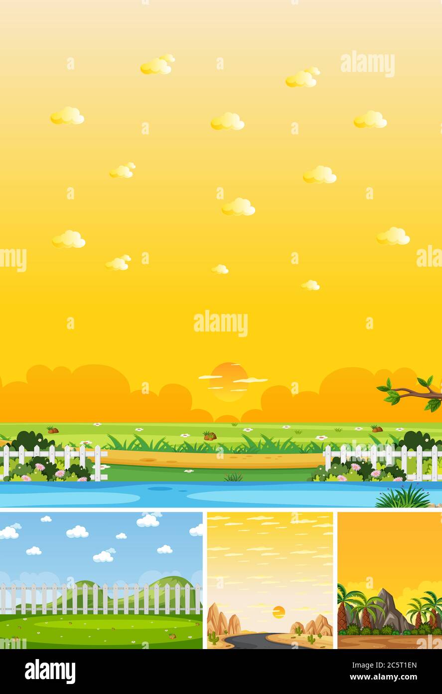 Four different scene of nature place in vertical and horizon scenes at ...