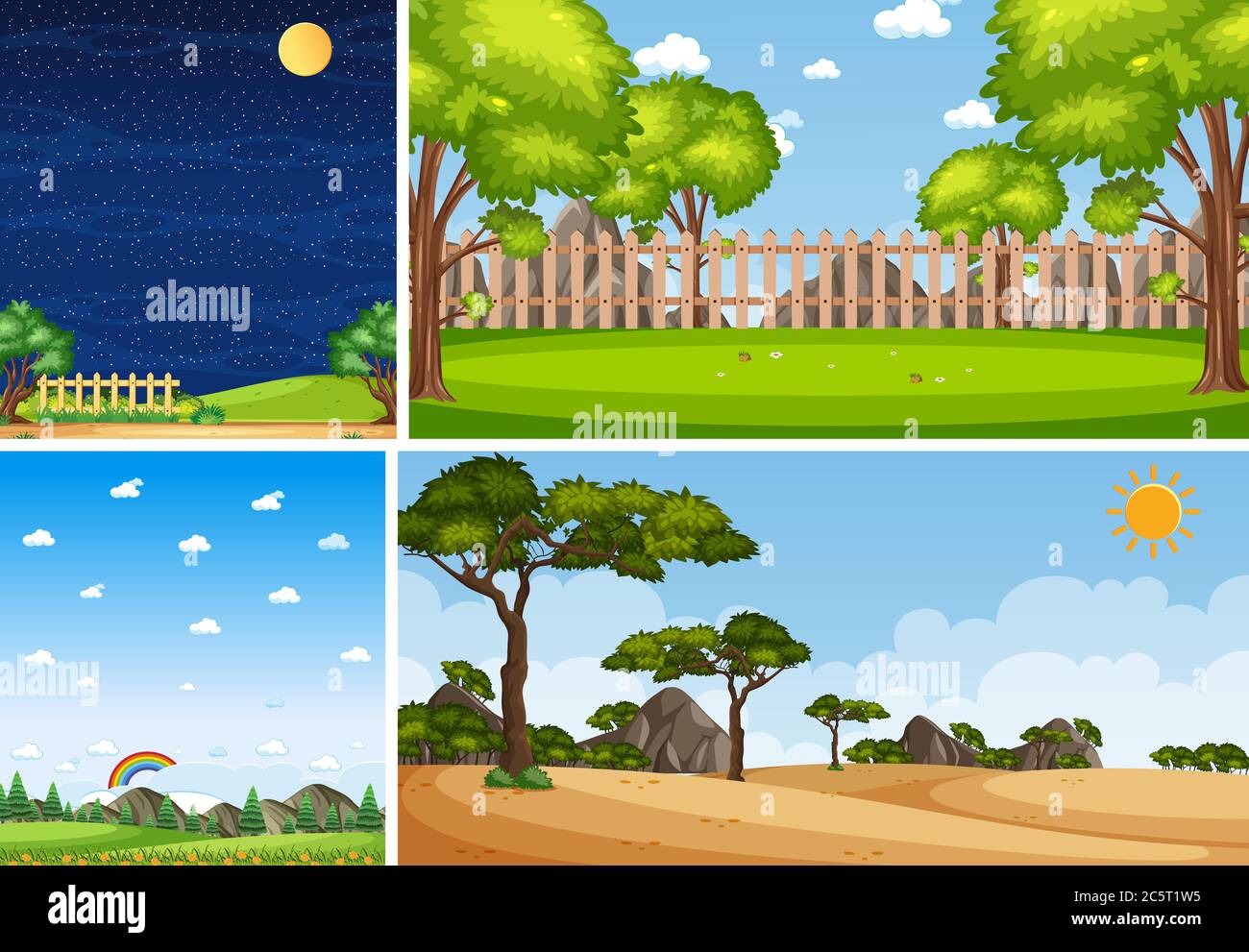 Four different scene of nature place in vertical and horizon scenes at ...