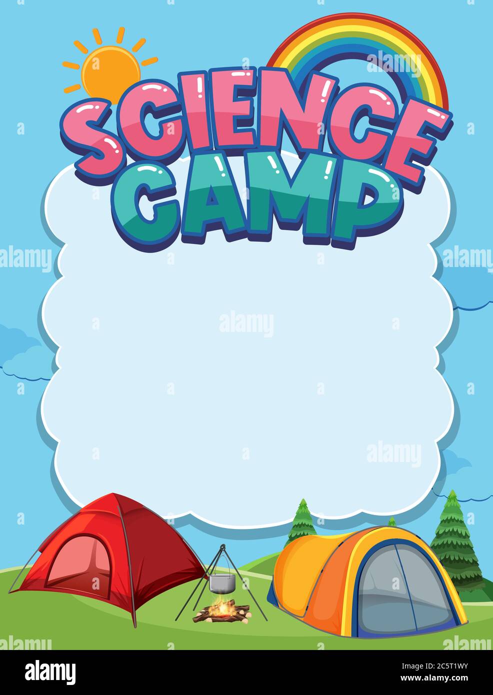 Blank banner with science camp logo in camping theme illustration Stock ...