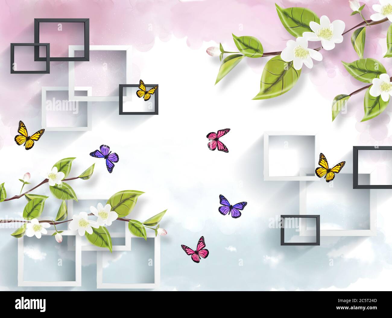 3d wallpaper design and beautiful wall brick background Stock Photo - Alamy