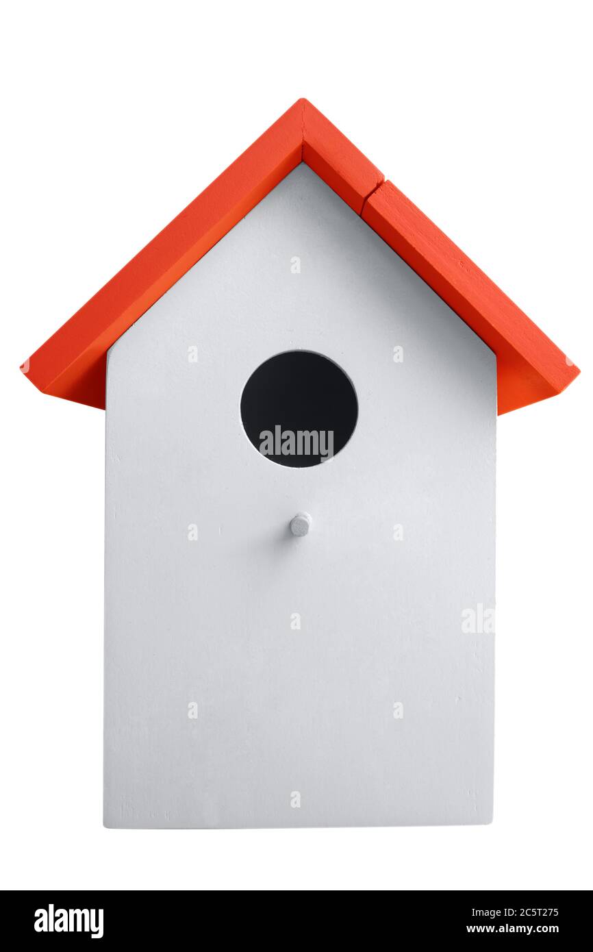 White nest box birdhouse isolated on white. Clipping path included ...