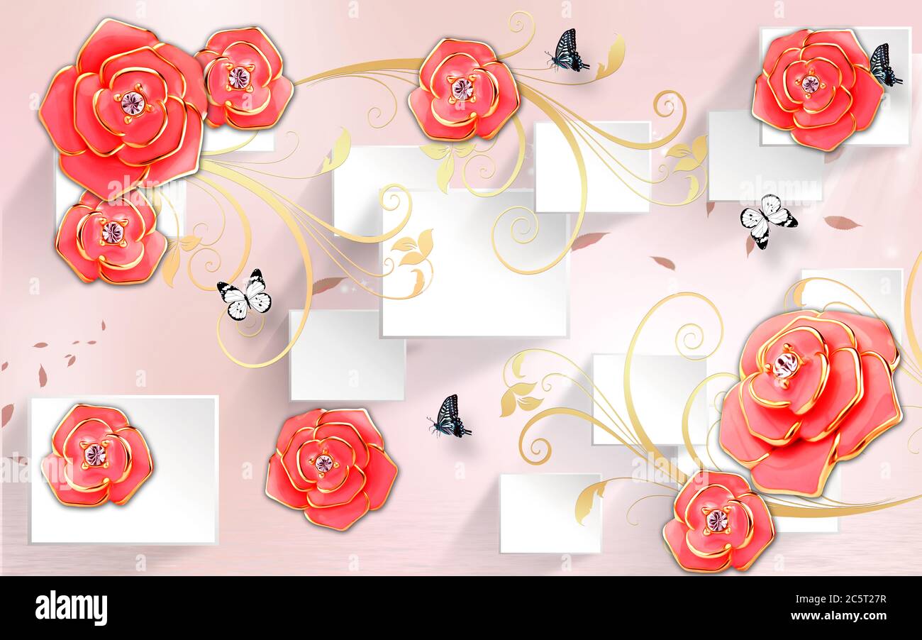 3d wallpaper design and beautiful wall brick background Stock Photo - Alamy