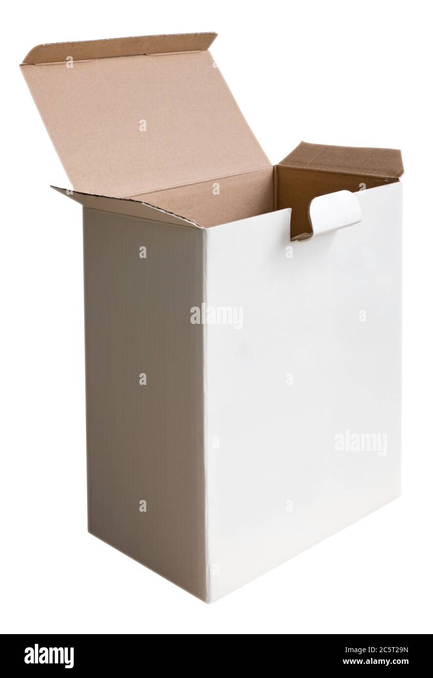 Opened cardboard box isolated on white background. Clipping path ...