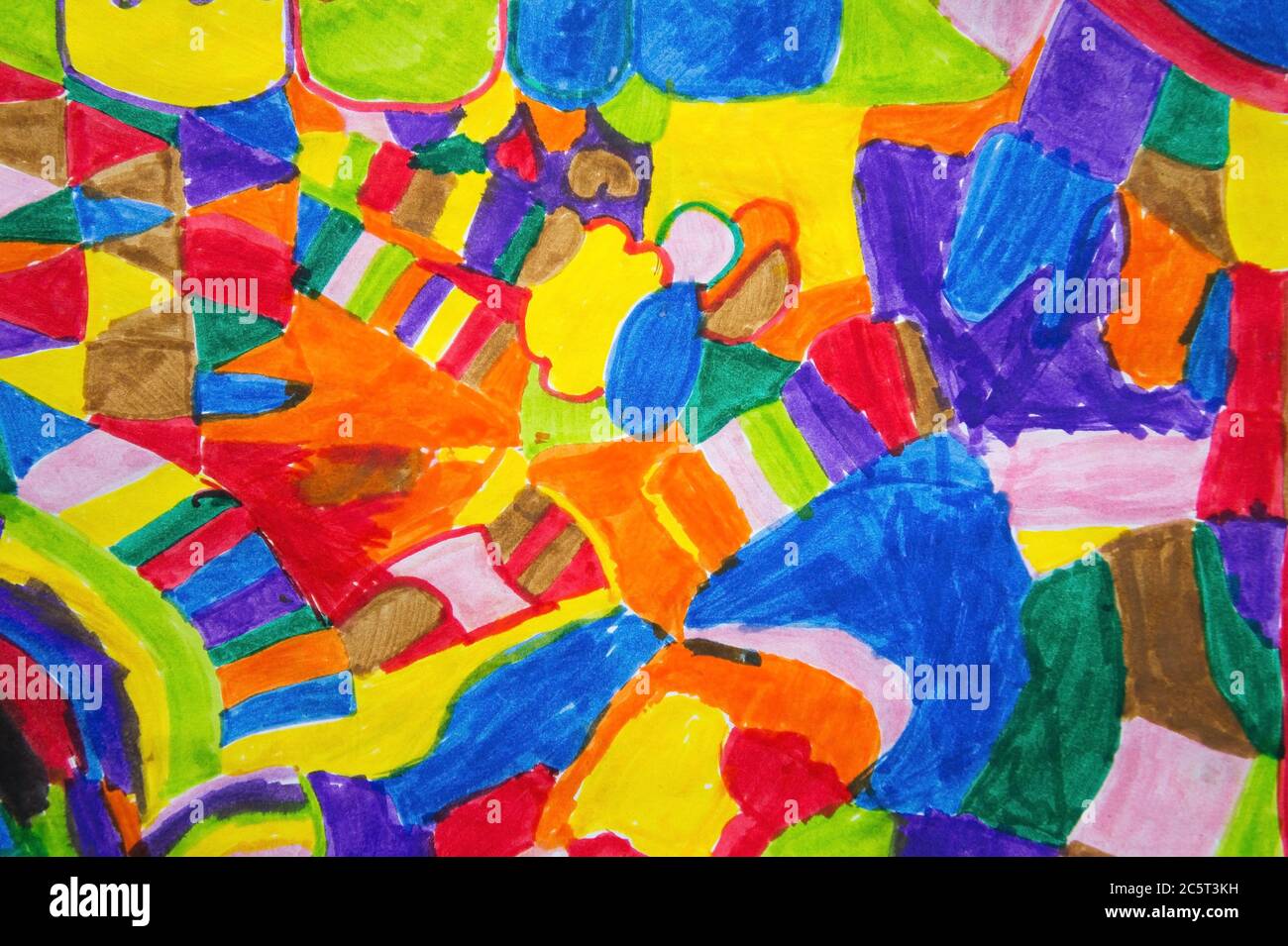 Child's drawing of abstract background painted markers on paper Stock ...