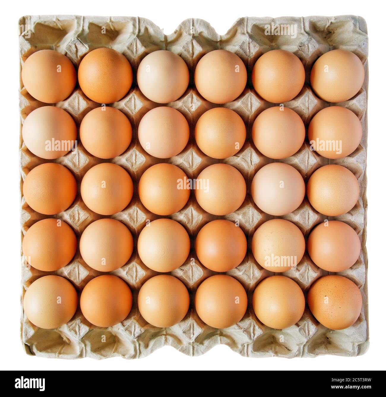 Carton box of thirty eggs isolated on white background. Clipping path ...