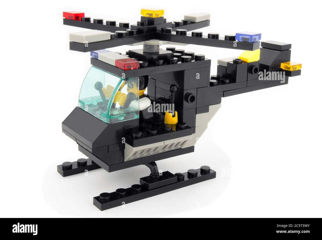 The design of the helicopter from the plastic blocks isolated over ...