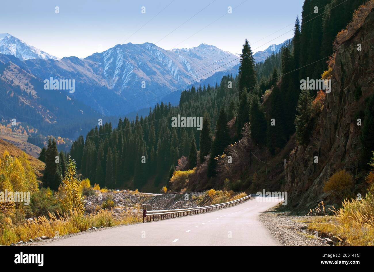 The road through the beautiful mountains landscape in Alps Stock Photo ...