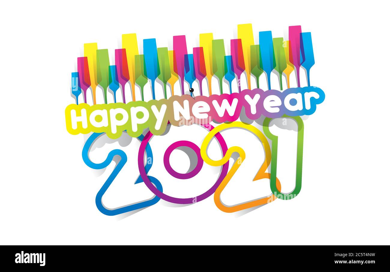 Happy new year 2021 celebration greeting card design Stock Vector Image ...