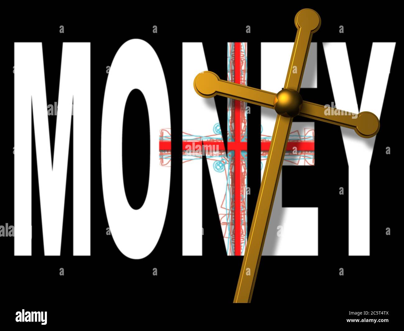 word money with red cross inside and gold cross on top made in 3d ...