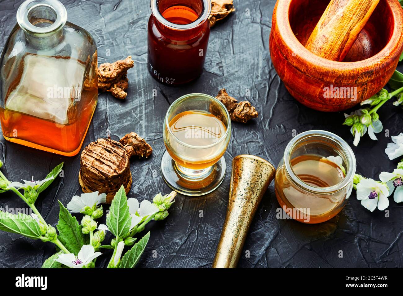 Therapeutic medicinal herbal teas and althea root elixirs. herbal ...