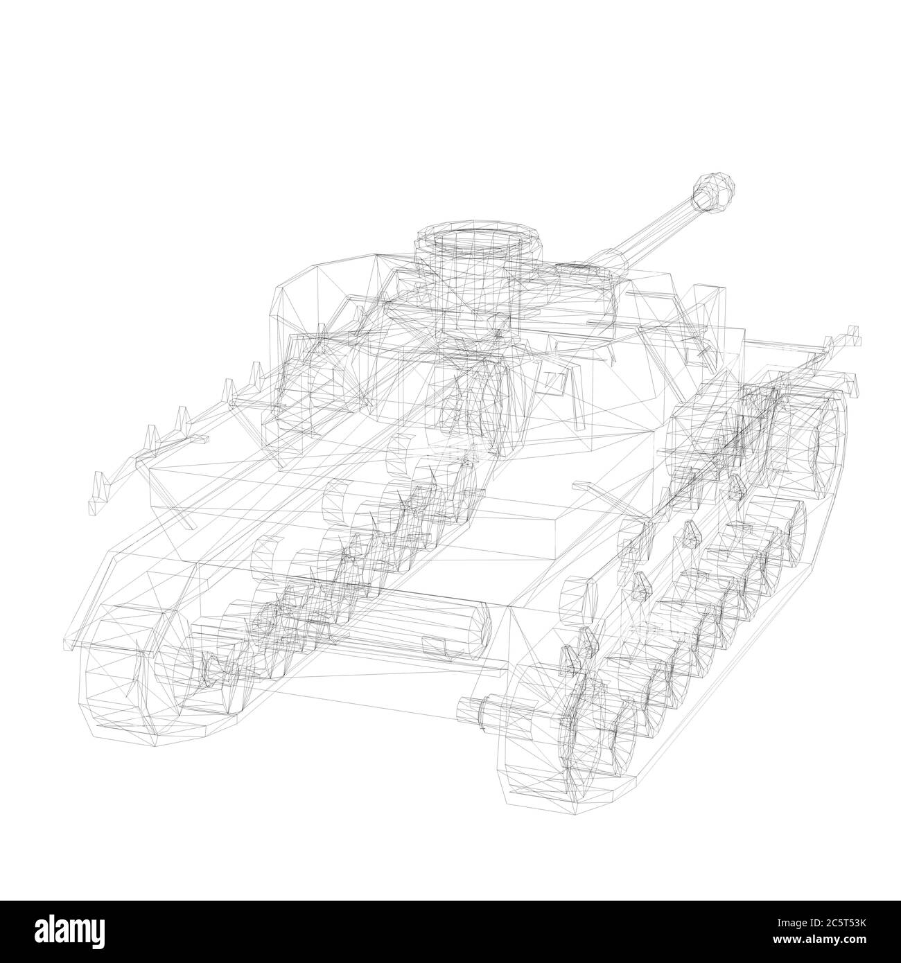 3D wireframe model of tank isolated on white background Stock Photo - Alamy