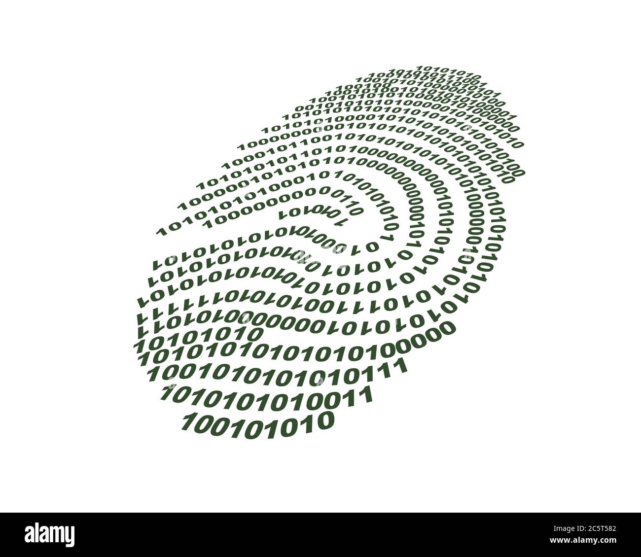 Fingerprint made with binary code, futuristic bionic concept made in 2d ...