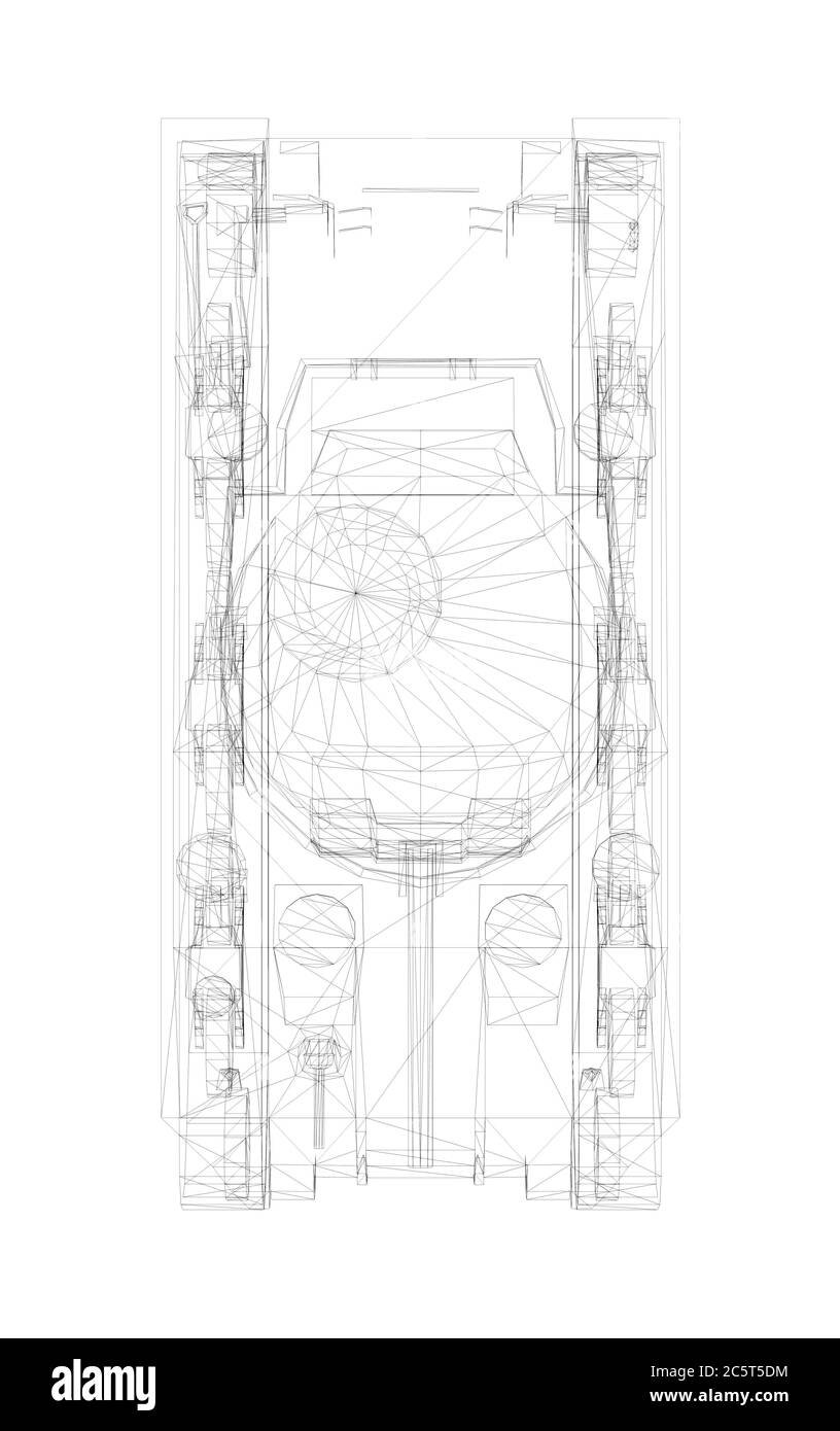 3D wireframe model of tank isolated on white background Stock Photo - Alamy