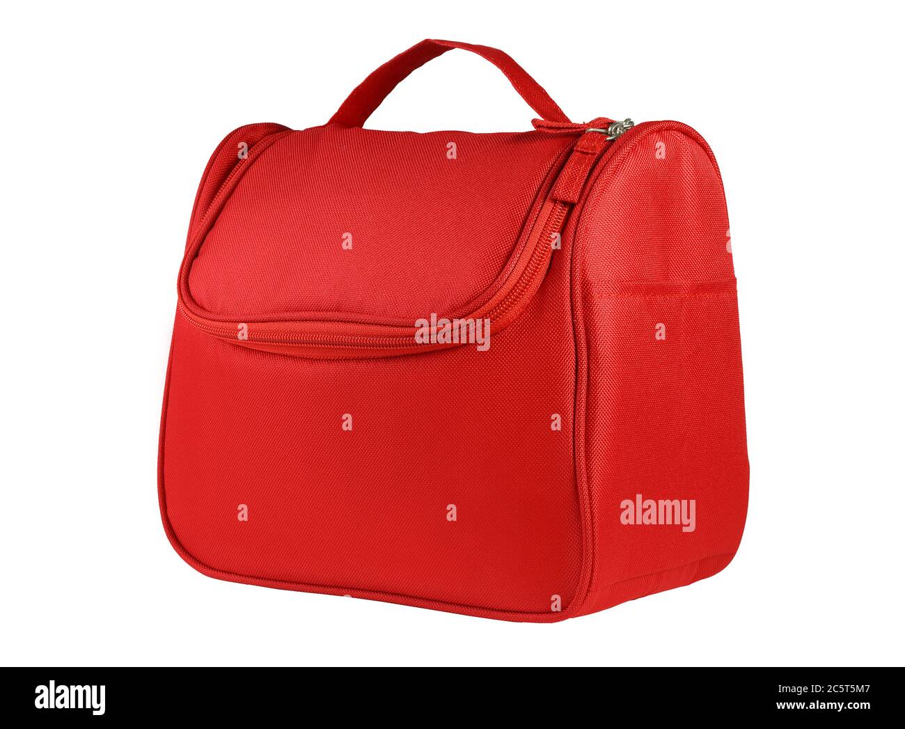 Red Hand Bag with Handle on White Background Stock Photo - Alamy