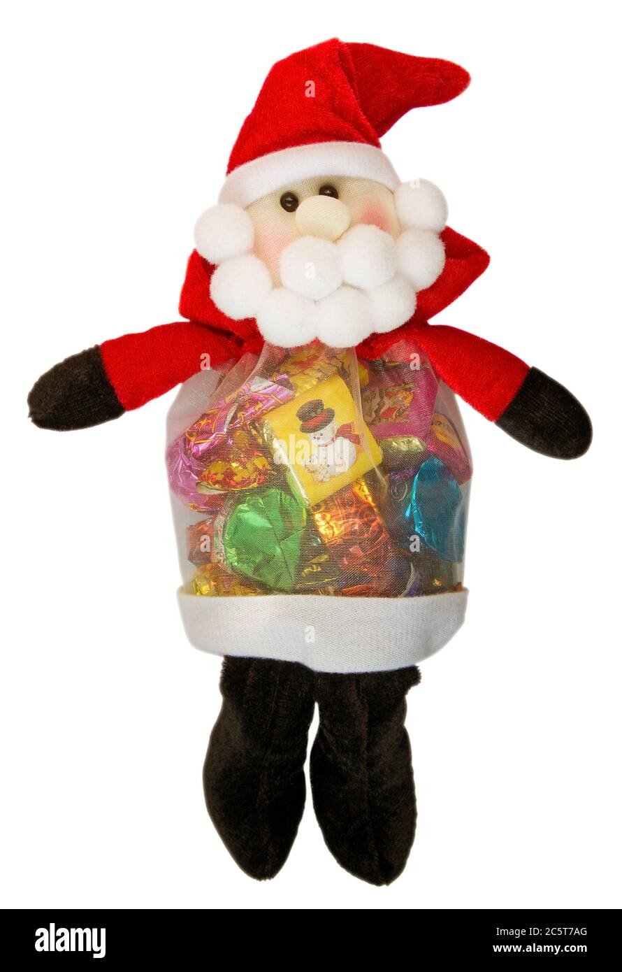 Santa Claus doll with chocolate sweets inside. Clipping Path Stock ...