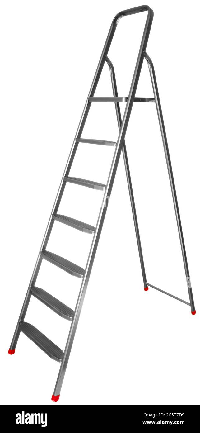 Step-ladder with seven steps isolated on white background. Clipping ...