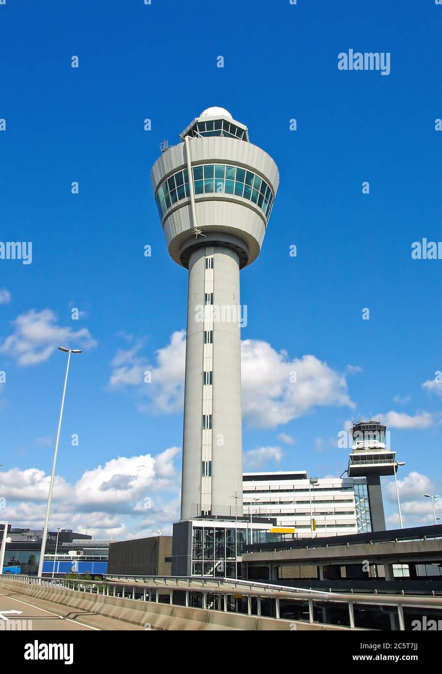 The air traffic control tower at Amsterdam Schiphol international ...
