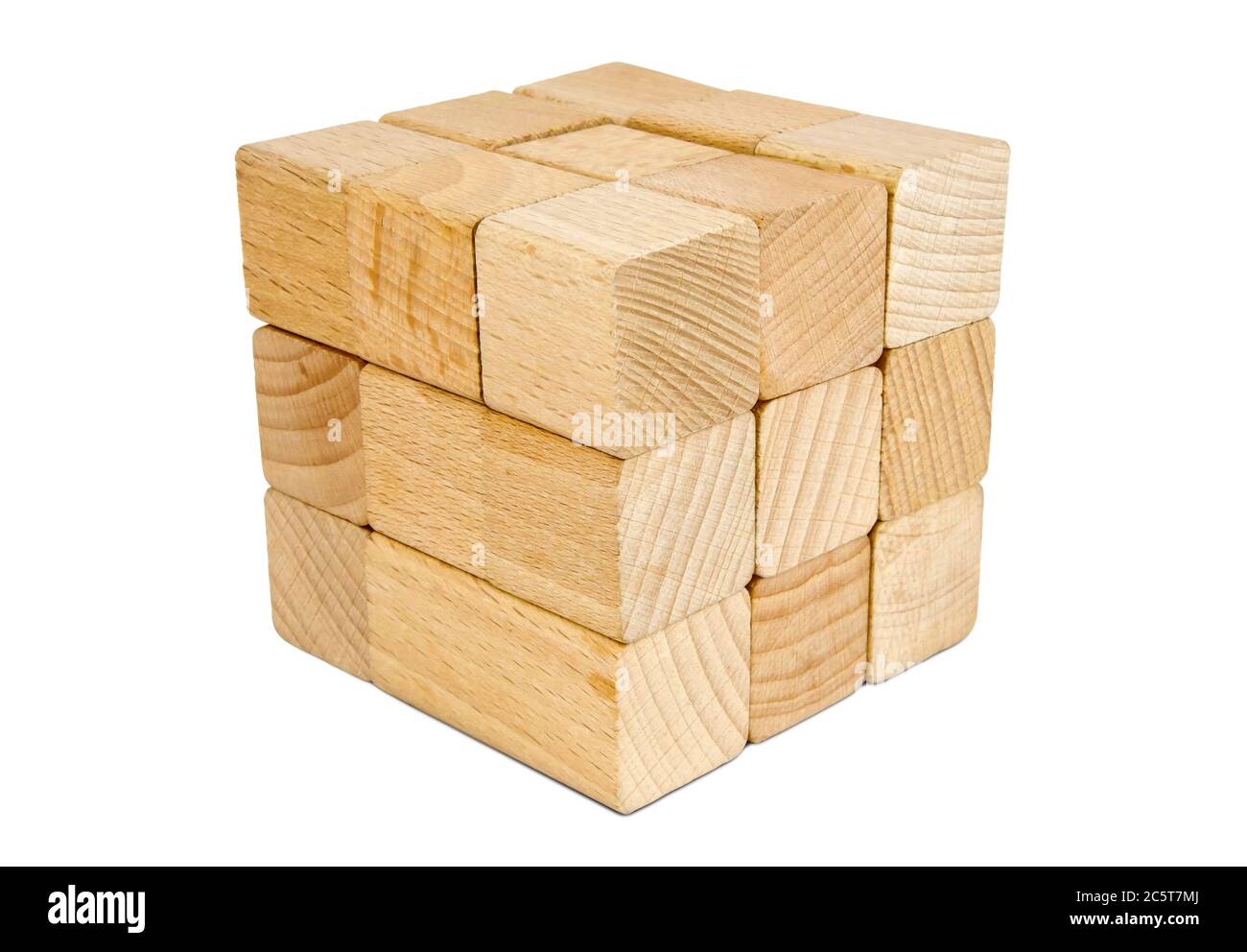 Wooden toy blocks isolated on white background. Clipping path included ...