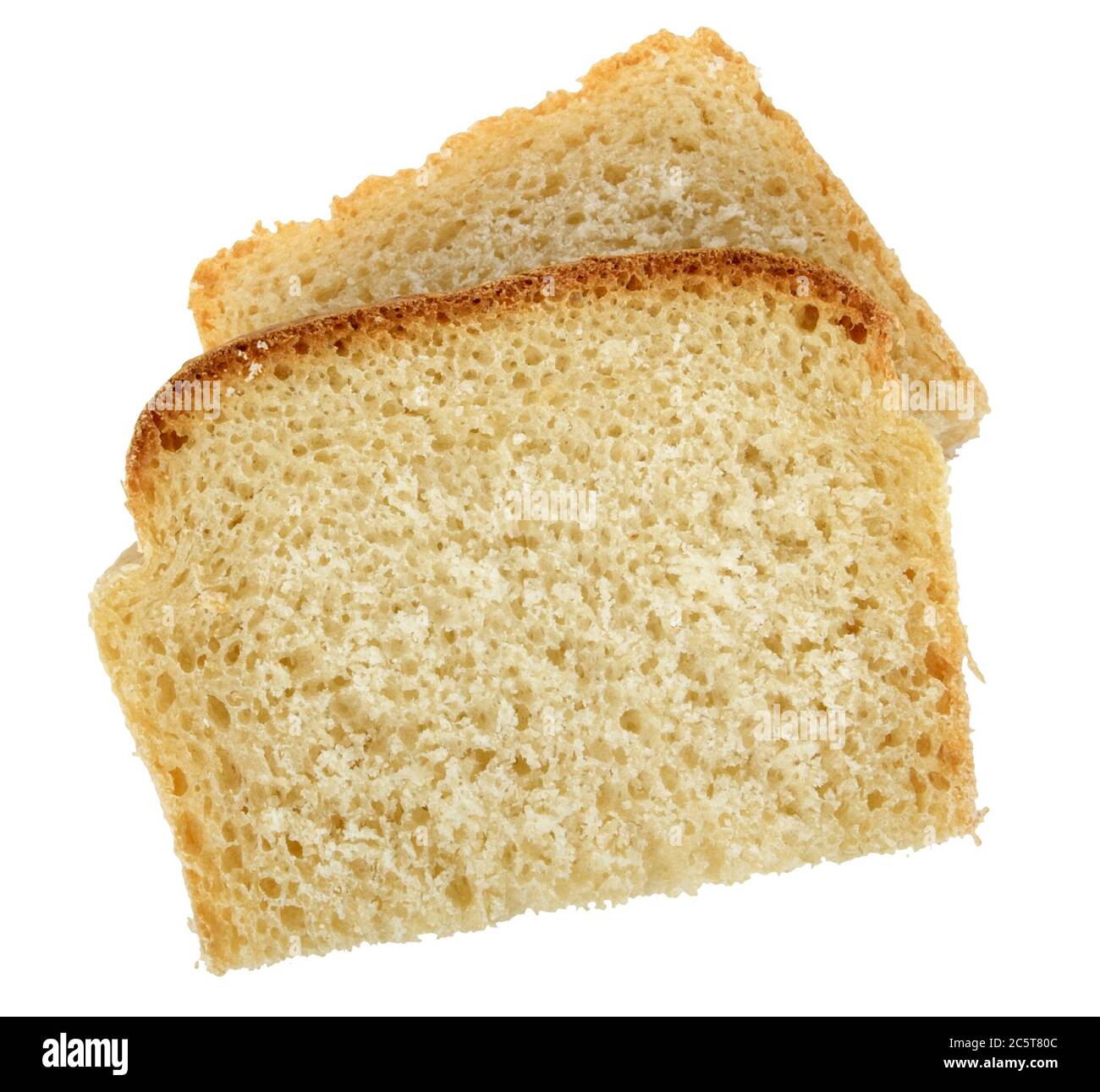 Two slices of wheat bread isolated over white background Stock Photo ...