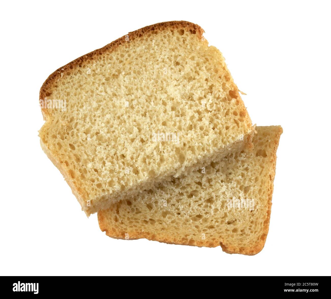 Two slices of wheat bread isolated over white background Stock Photo ...