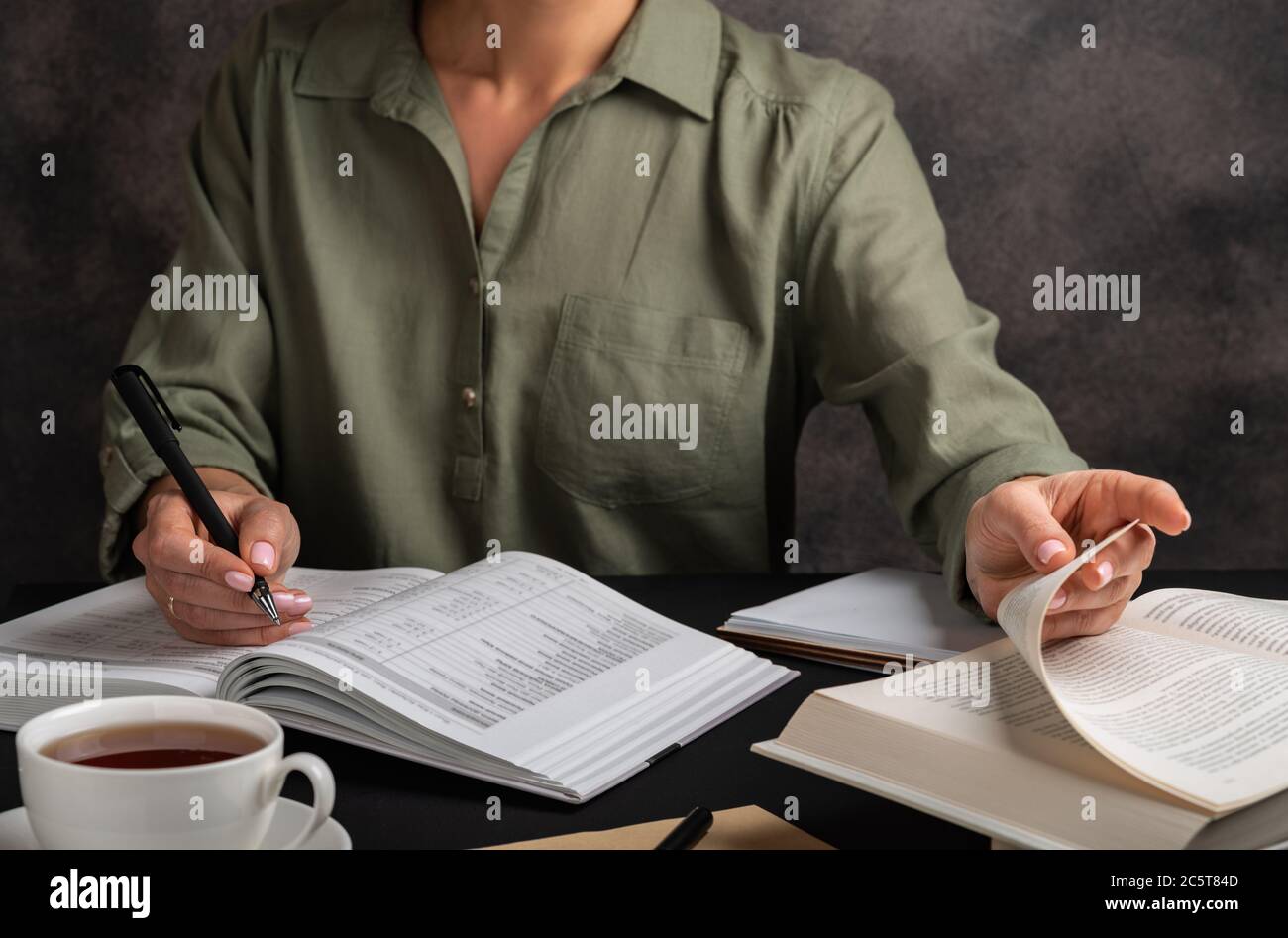 Girl studying at home. Self-education concept Stock Photo - Alamy