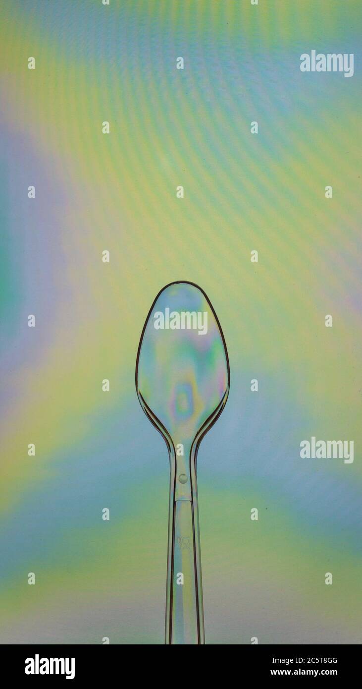 Colorful plastic spoon, photo elasticity creative style, recycle bin ...