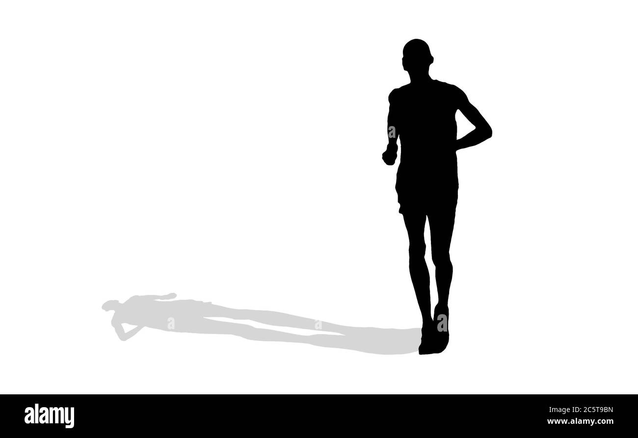 Marathon runner silhouette with shadow on white Stock Photo - Alamy