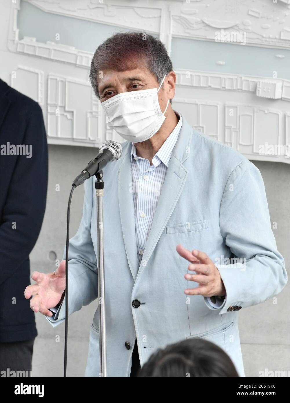 Renowned architect Tadao Ando makes a speech in Osaka at the opening ...
